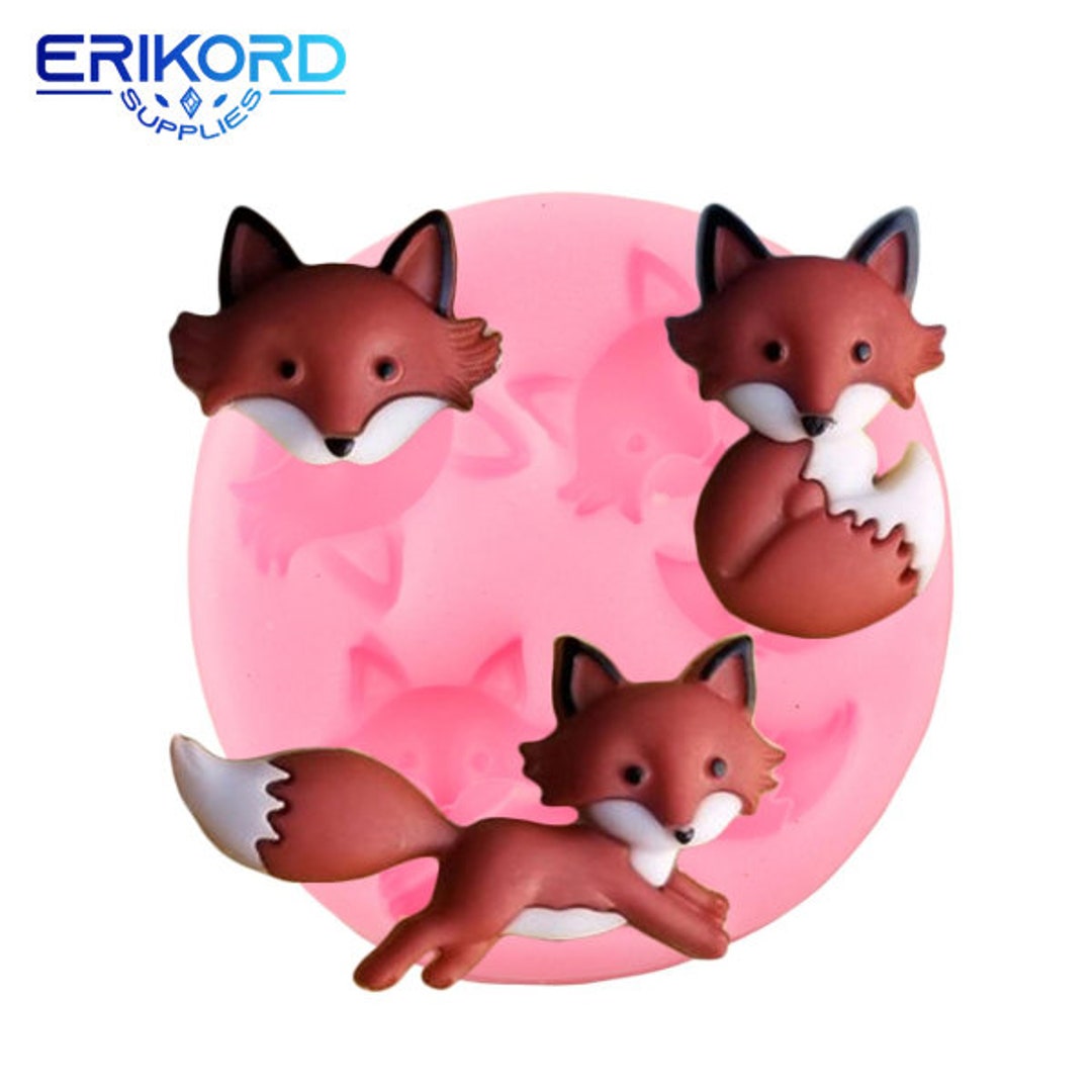 3D Cute Fox Head Silicone Mold Chocolate Baking Candy Polymer Clay ...