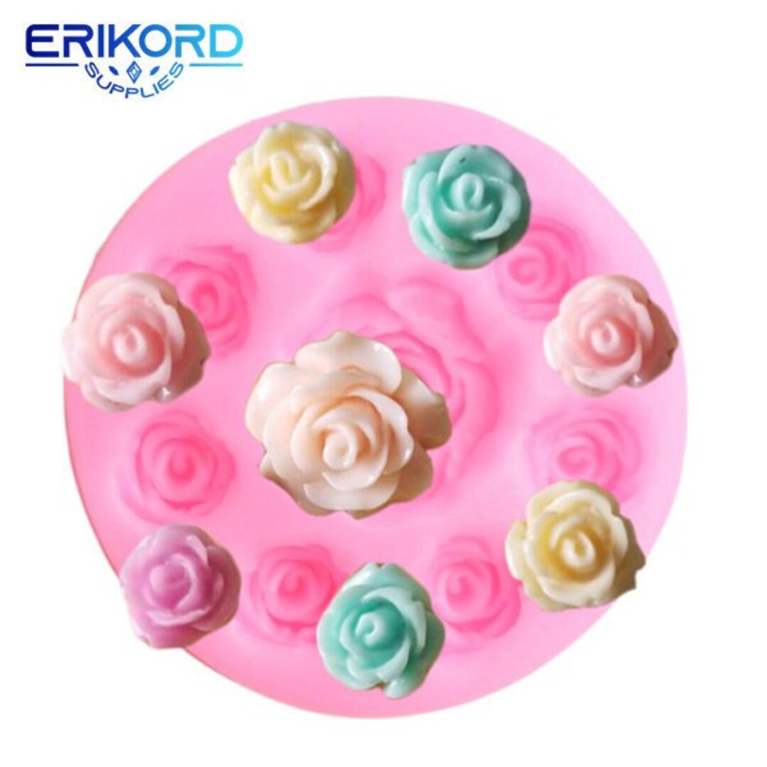 Mini Rose Flower Silicone Mold Candy Clay Chocolate Gumpaste Mould ...
