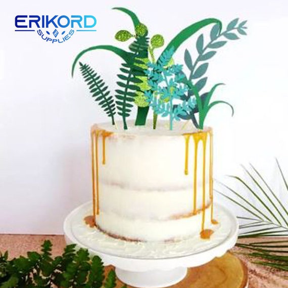 Nature Green Plant Cake Toppers Laser Cupcake Flags Jungle | Etsy