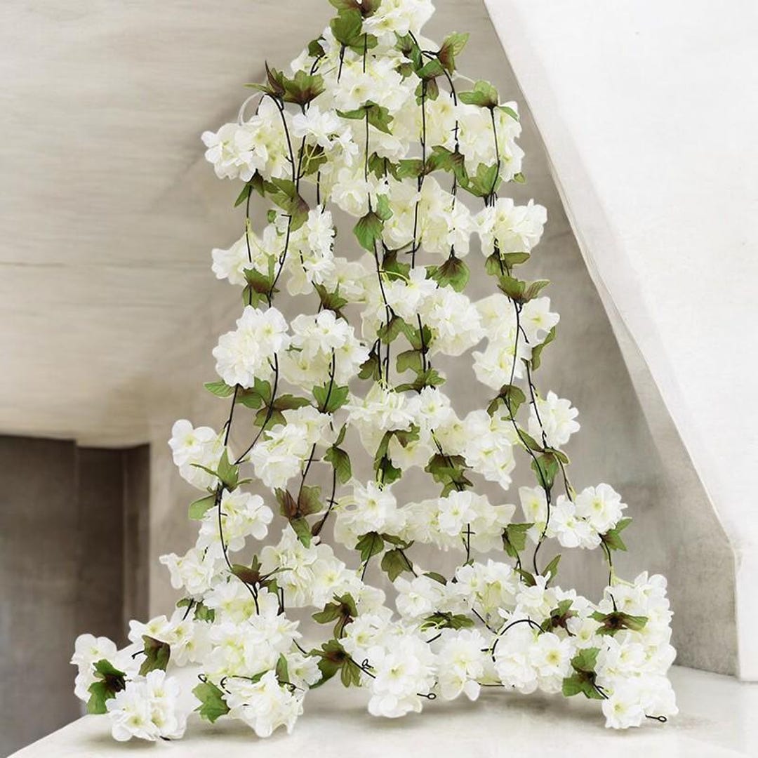 230cm Pink White Cherry Blossom Silk Artificial Vine Sakura Hanging ...