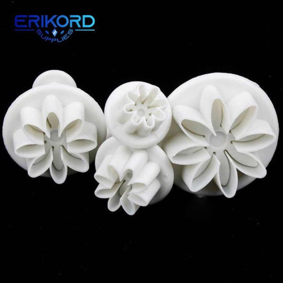 4 Pieces Plum Flower Plunger Cutter Sugarcraft Fondant Cake Decorating ...