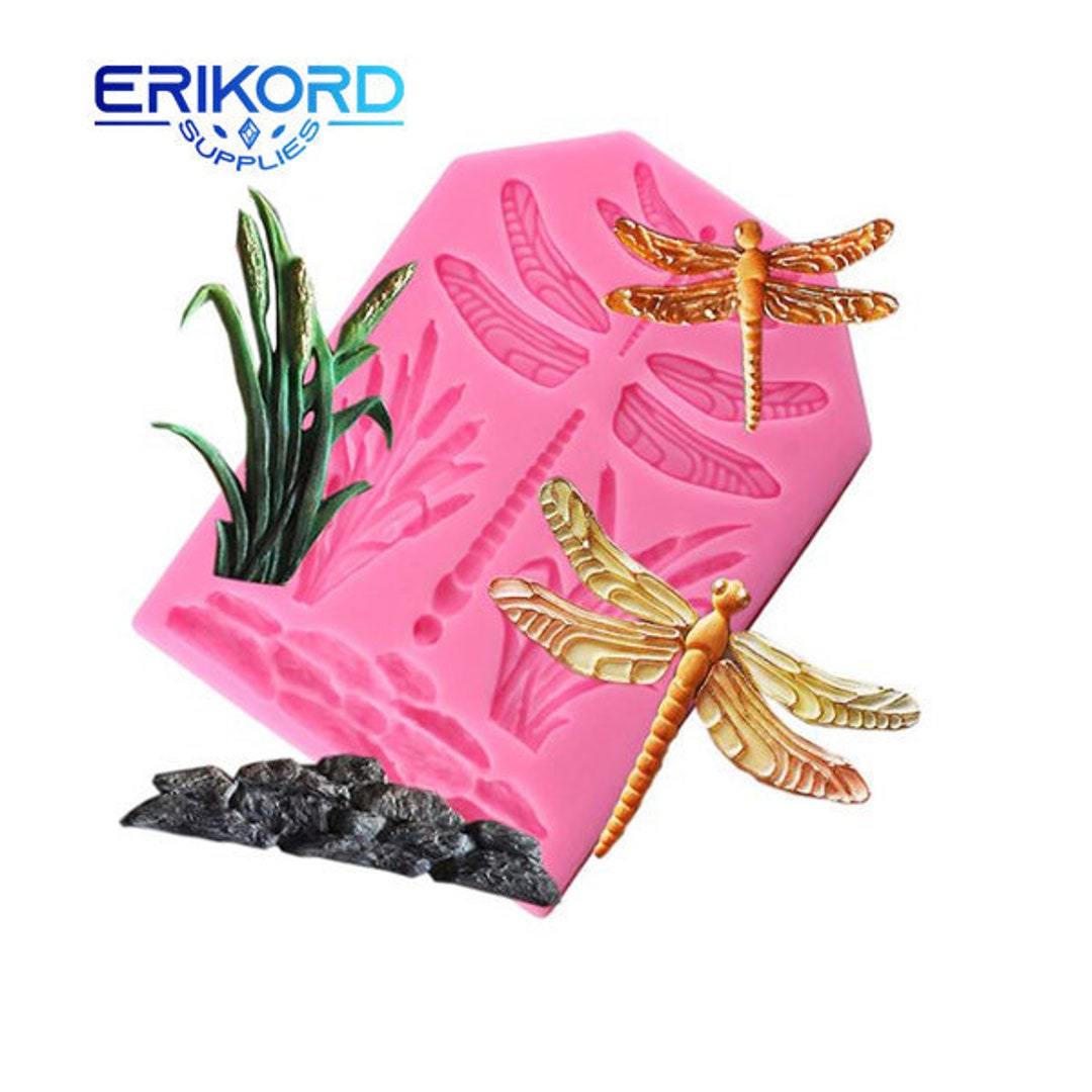 Dragonfly Grass Cake Border Decoration Silicone Mold Cupcake Topper ...