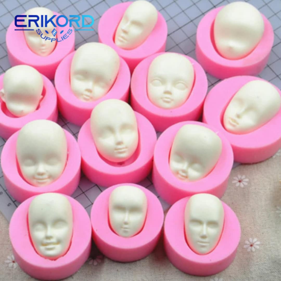 13 Pcs Doll Face Silicone Mold Cartoon Doll Head Candy Cookie Molud DIY ...