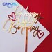 Acrylic Double Layer Happy Art Font Red Love Heart Cake Topper - Etsy
