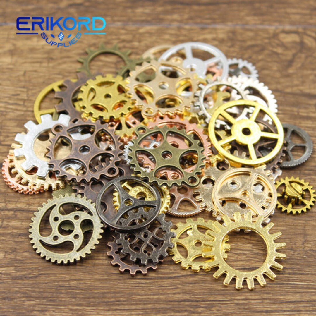20 Pcs Mixed Bronze Gold Silver Color Gear Mechanical Steampunk Cogs ...
