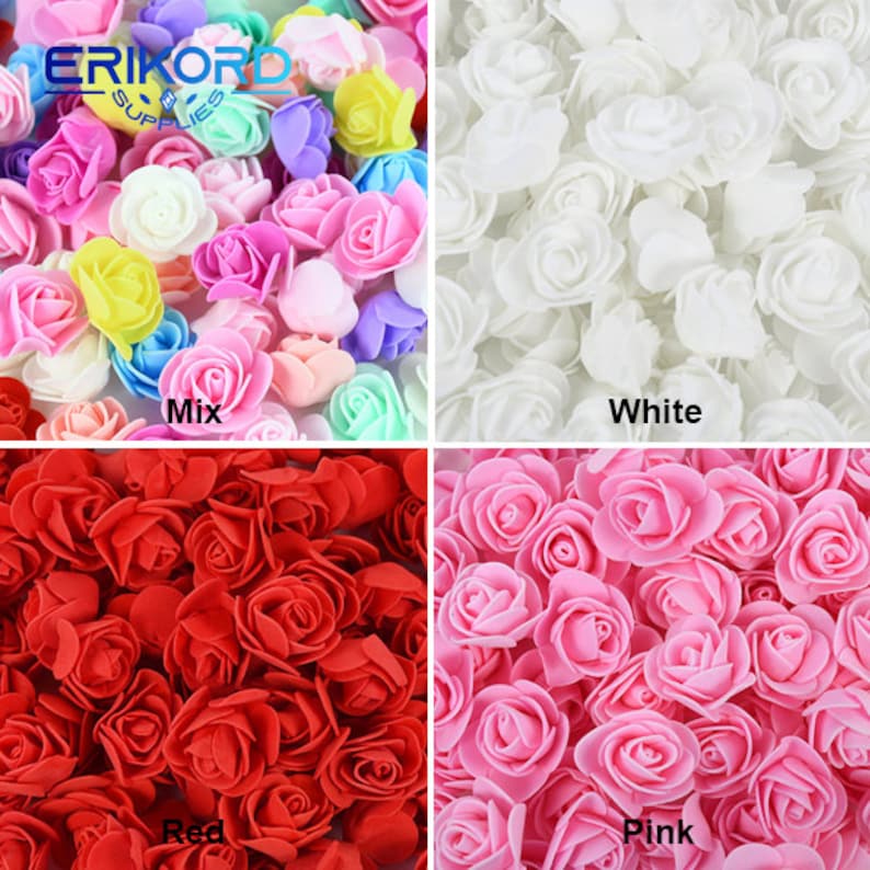 50/100/200 Pieces 3.5cm Pe Foam Rose Head Artificial Flower for Wedding ...