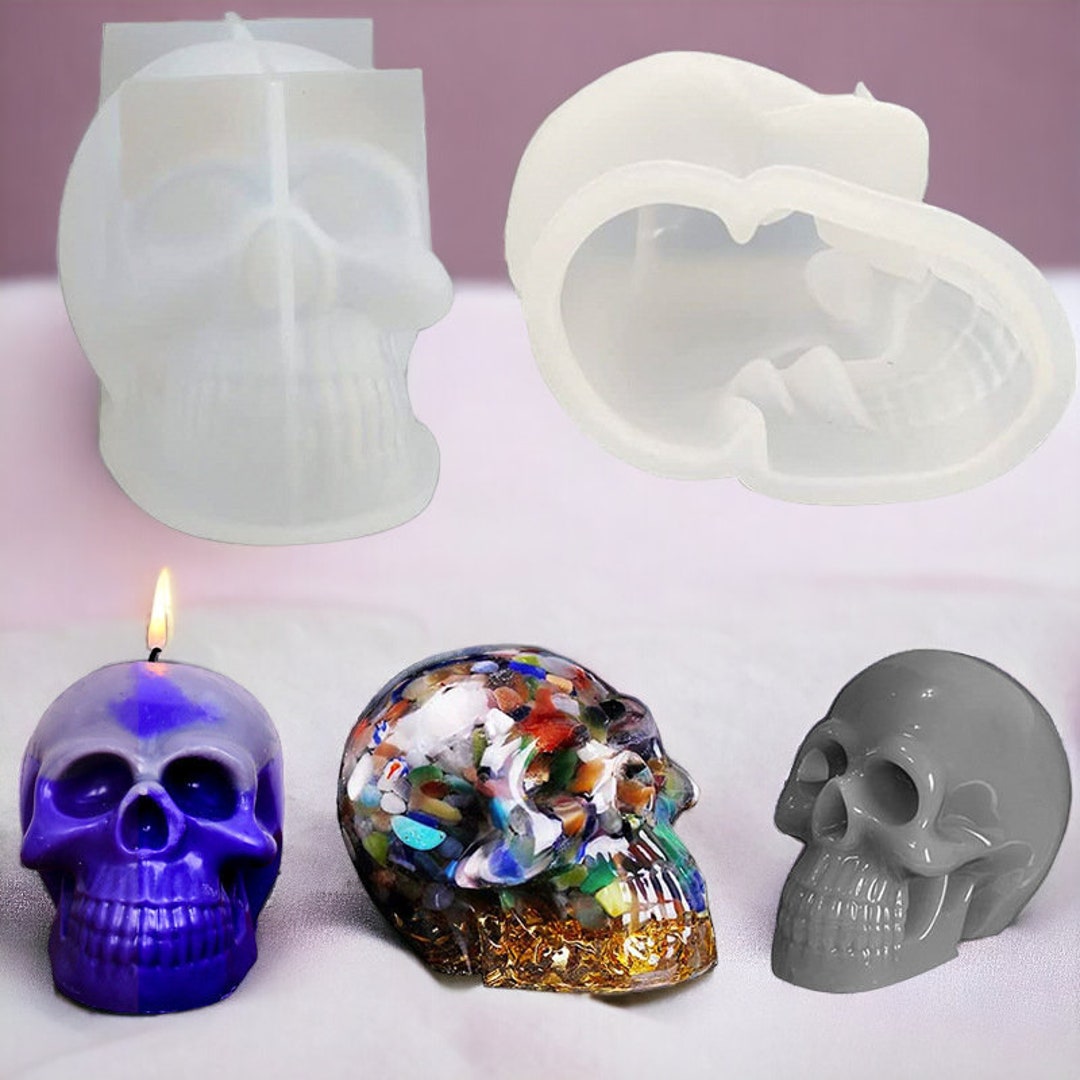 3D Skull Candle Silicone Mold Skull Sculpture Mould Skeleton DIY ...