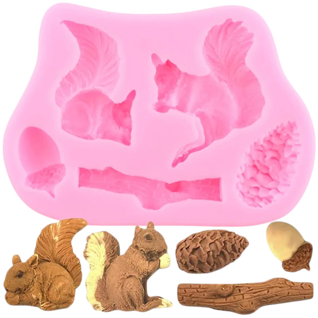 3D Forest Animals Silicone Molds Squirrel Chocolate Candy Candles Mould ...