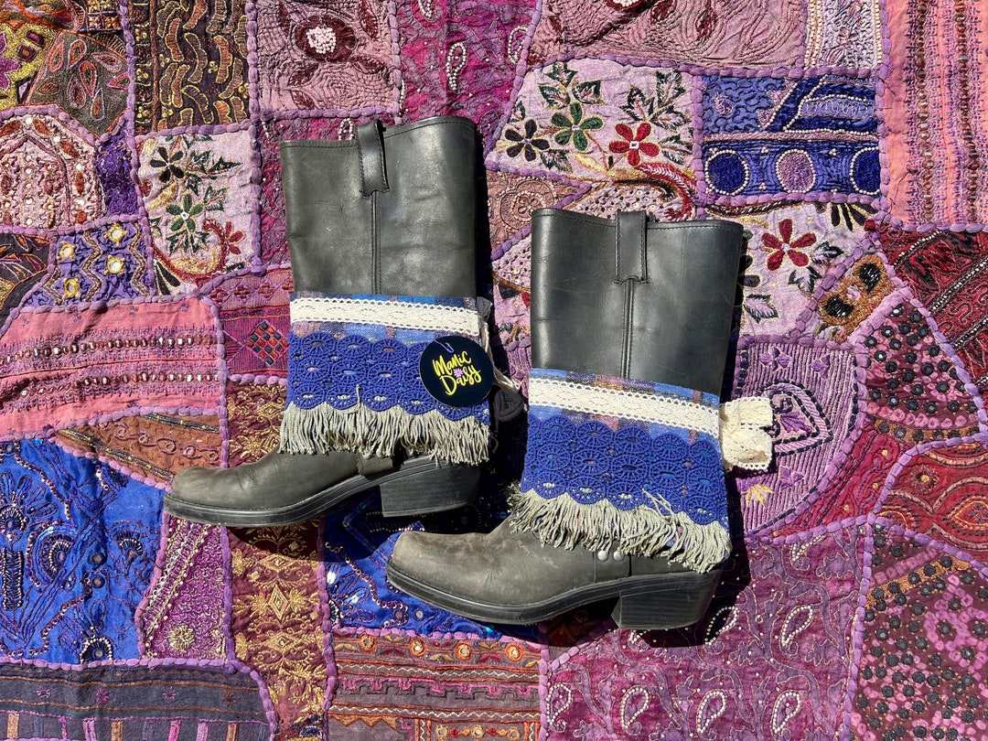 Patchwork Boho Hippie Western Festival Blue Boot Covers - Etsy
