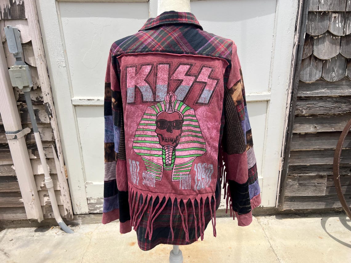 KISS Upcycled Patchwork Bell Sleeve Flannel [sale] - Etsy