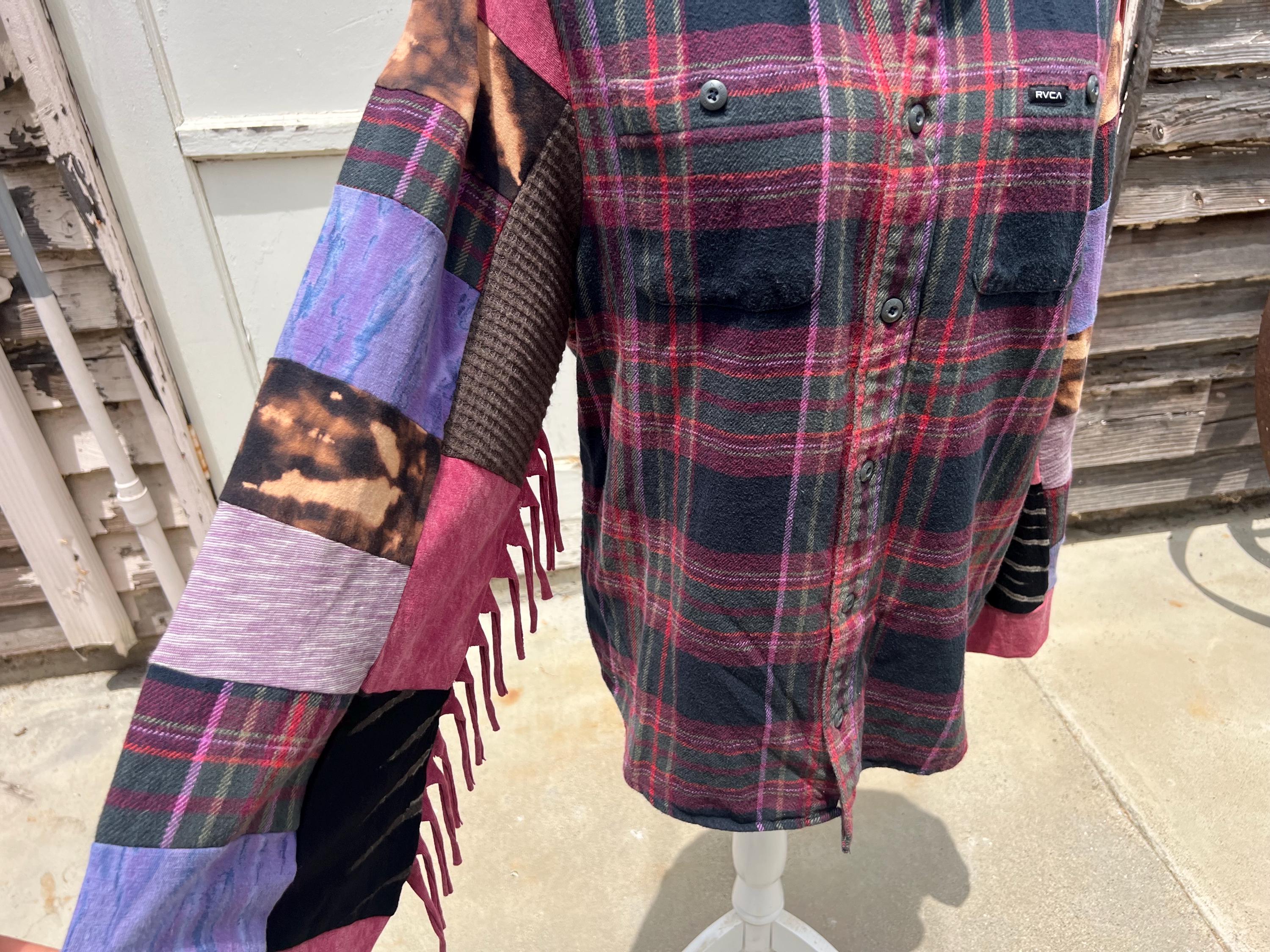 KISS Upcycled Patchwork Bell Sleeve Flannel [sale] - Etsy