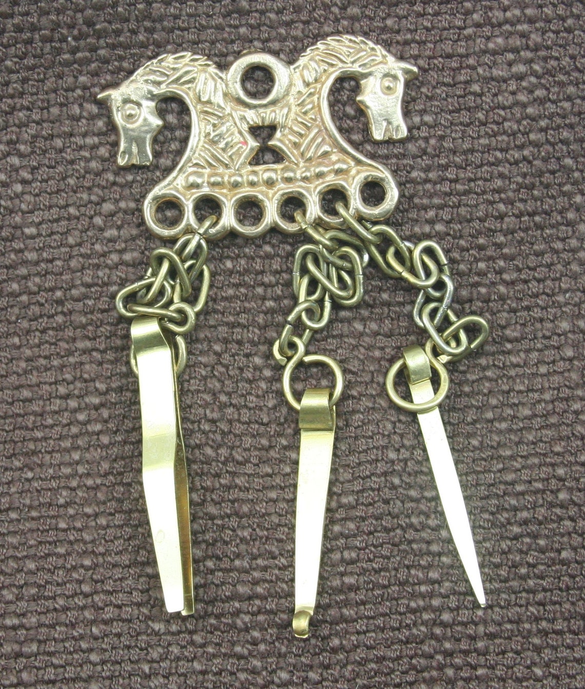 Viking Grooming Tools Twisted Bronze Loop or Double Horse | Etsy