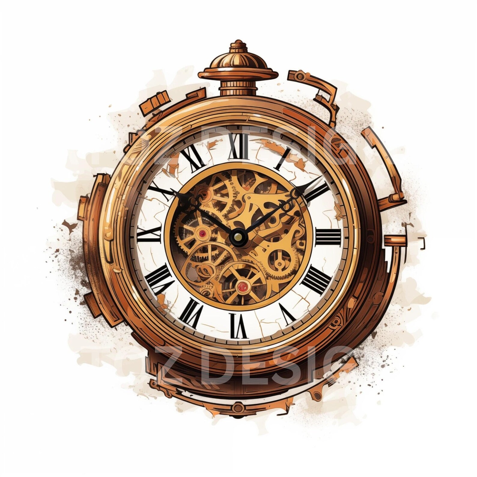 Steampunk Clipart Designs, 10 Different Images, Intricate Clock Faces ...