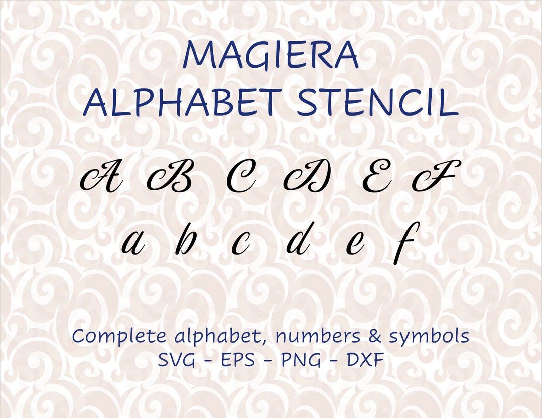 Italic Cursive Script Letter Vector Stencil Complete Alphabet Upper ...