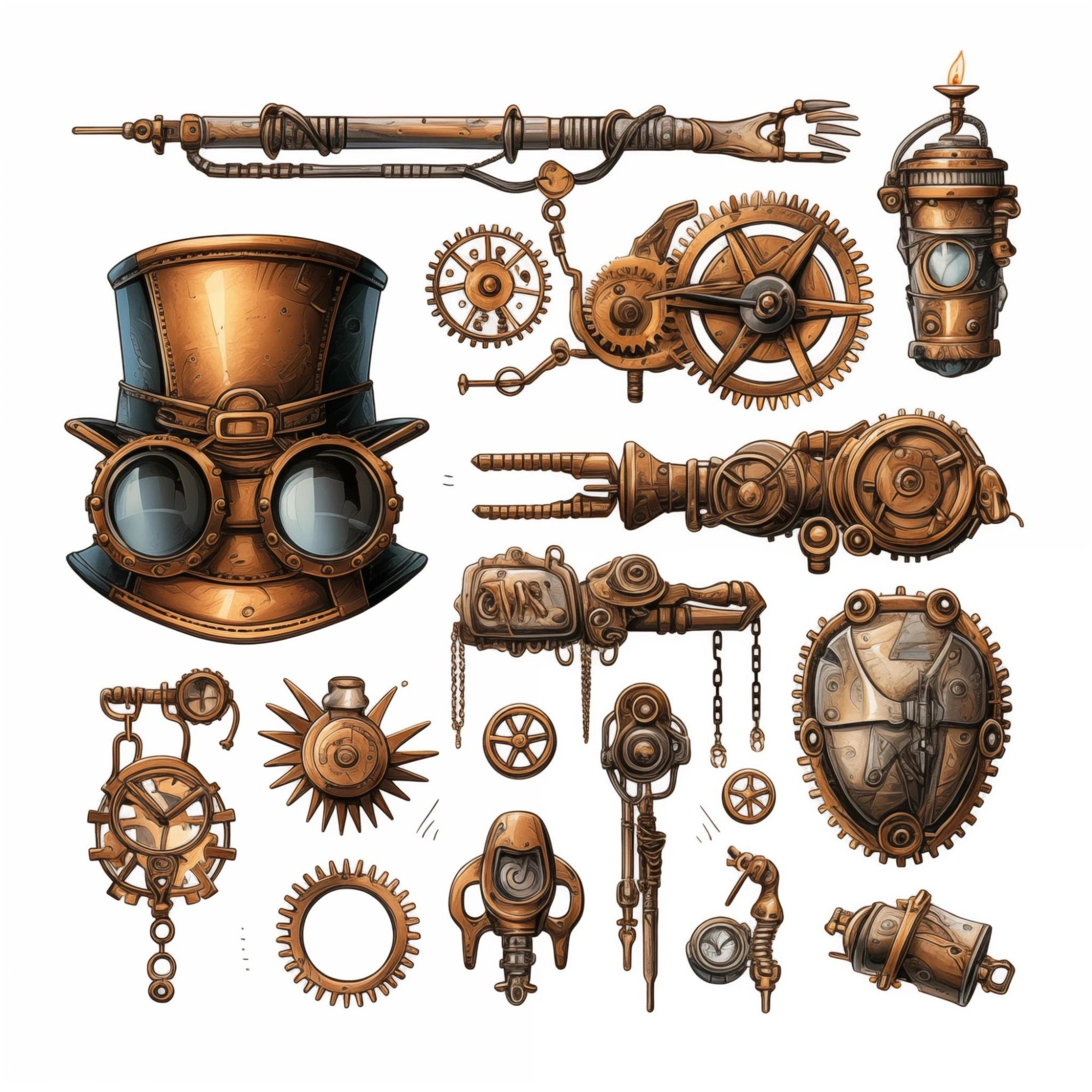 Steampunk Clipart Designs, 10 Different Images, Intricate Clock Faces ...