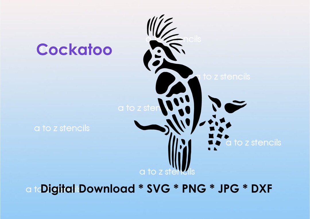 Digital Stencil Cockatoo Bird Template SVG PNG DXF Jpeg Clipart Cricut ...