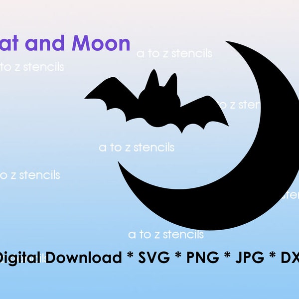 Bat and Moon Stencil - Etsy