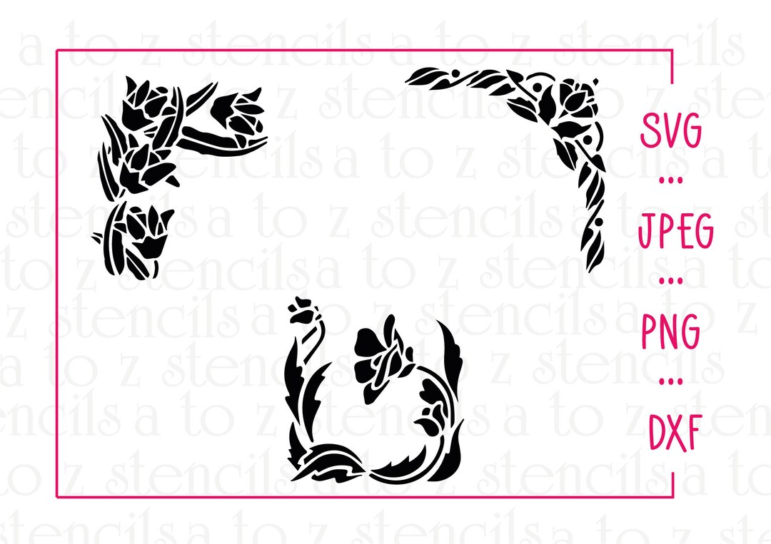 Digital Stencil Template Corner Design - Vector Image Files for Cutting ...
