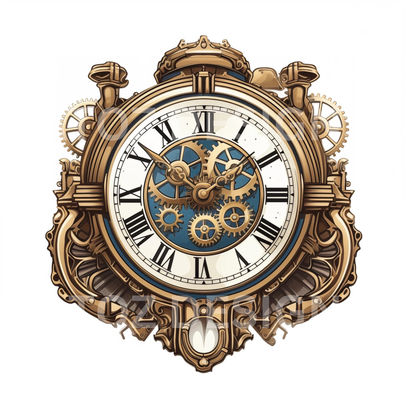 Steampunk Clipart Designs, 10 Different Images, Intricate Clock Faces ...