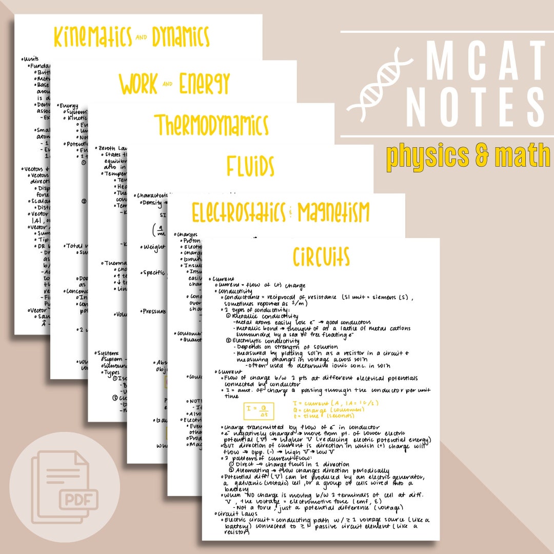 Physics and Math MCAT Study Guide - Etsy