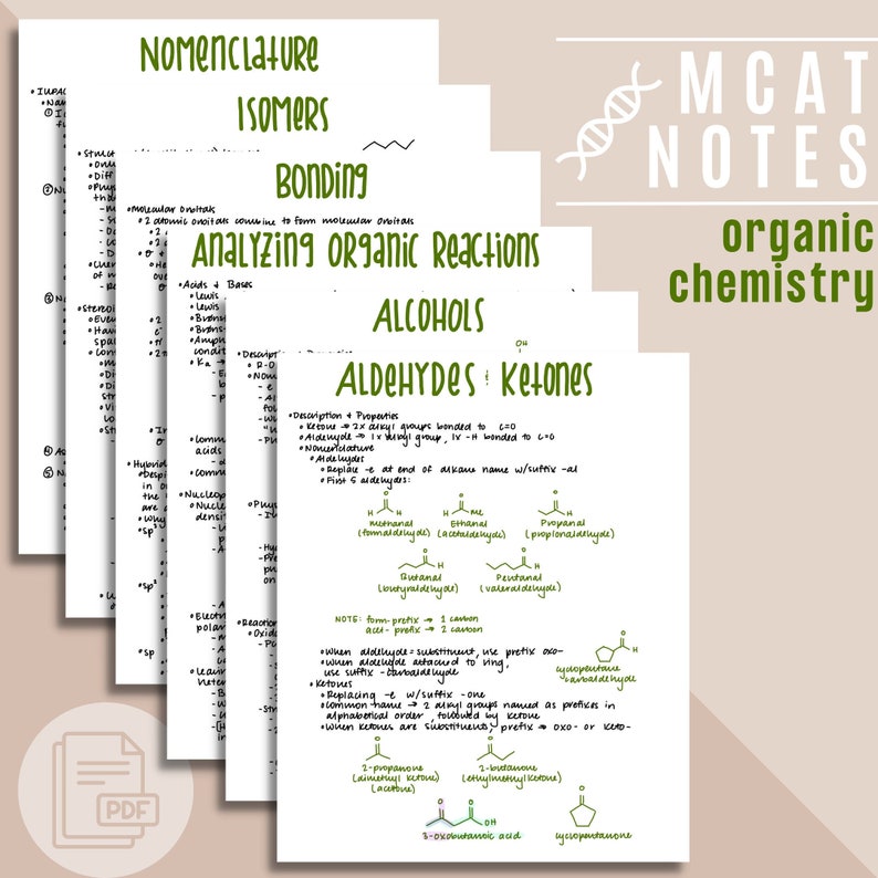 Organic Chemistry MCAT Study Guide - Etsy