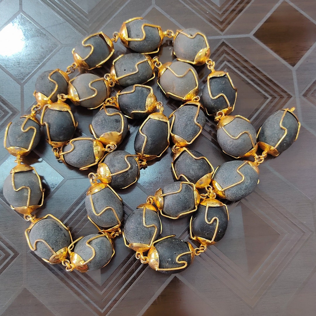 Rare Big Size Shaligram Mala Saligram Stone Rosary Kantha 28 Beads ...
