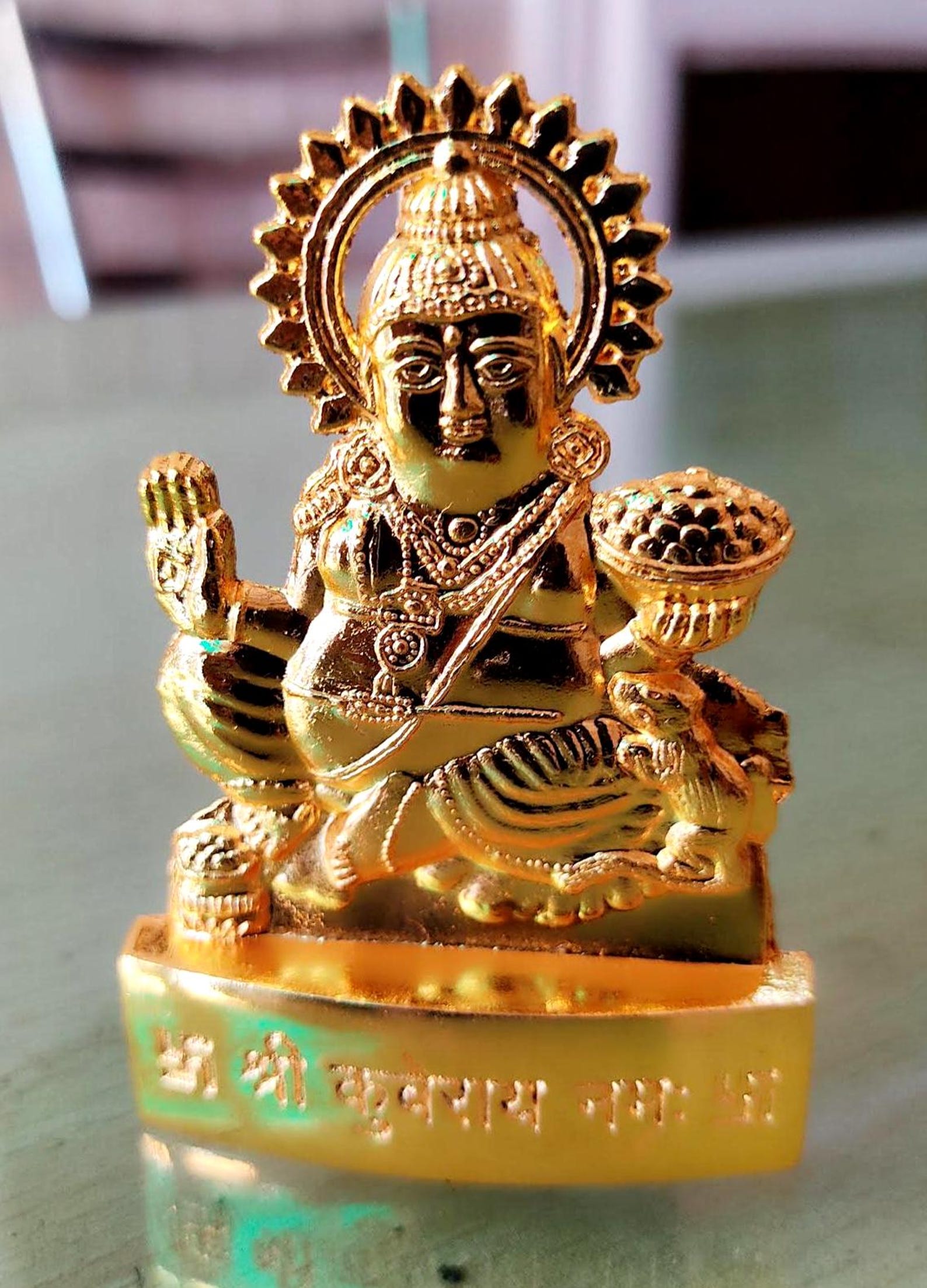 Lord Kuber Statue Idol Gold Plated Hindu God of Wealth Small Size ...