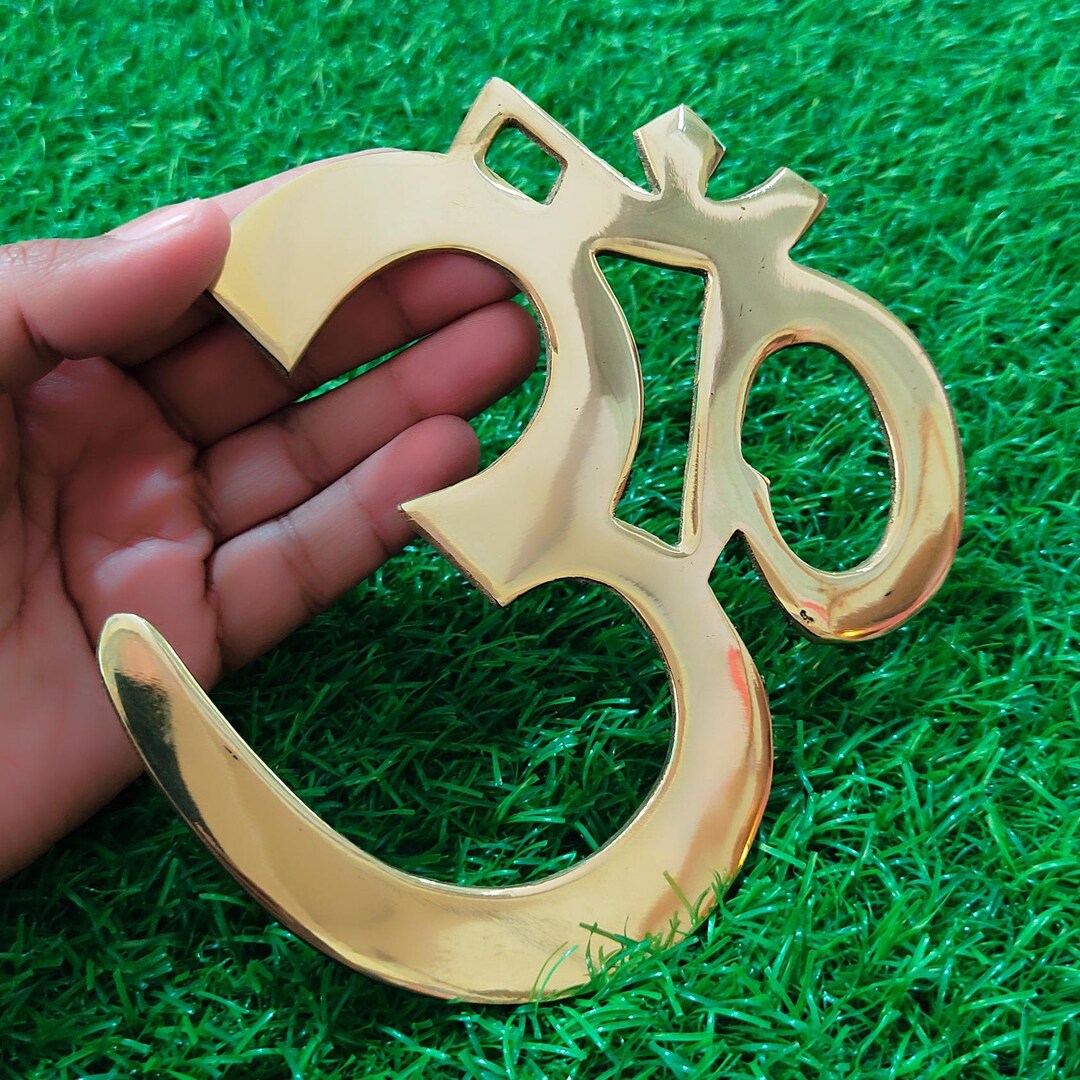 Om Symbol of Hinduism in Pure Brass Wall Door Hanging Represents the ...