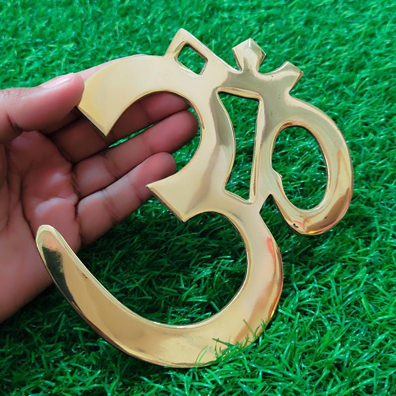 Om Symbol of Hinduism in Pure Brass Wall Door Hanging Represents the ...