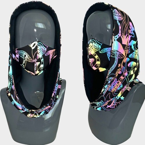 Iridescent Festival Hood Iridescent Face Mask Rave Mask - Etsy