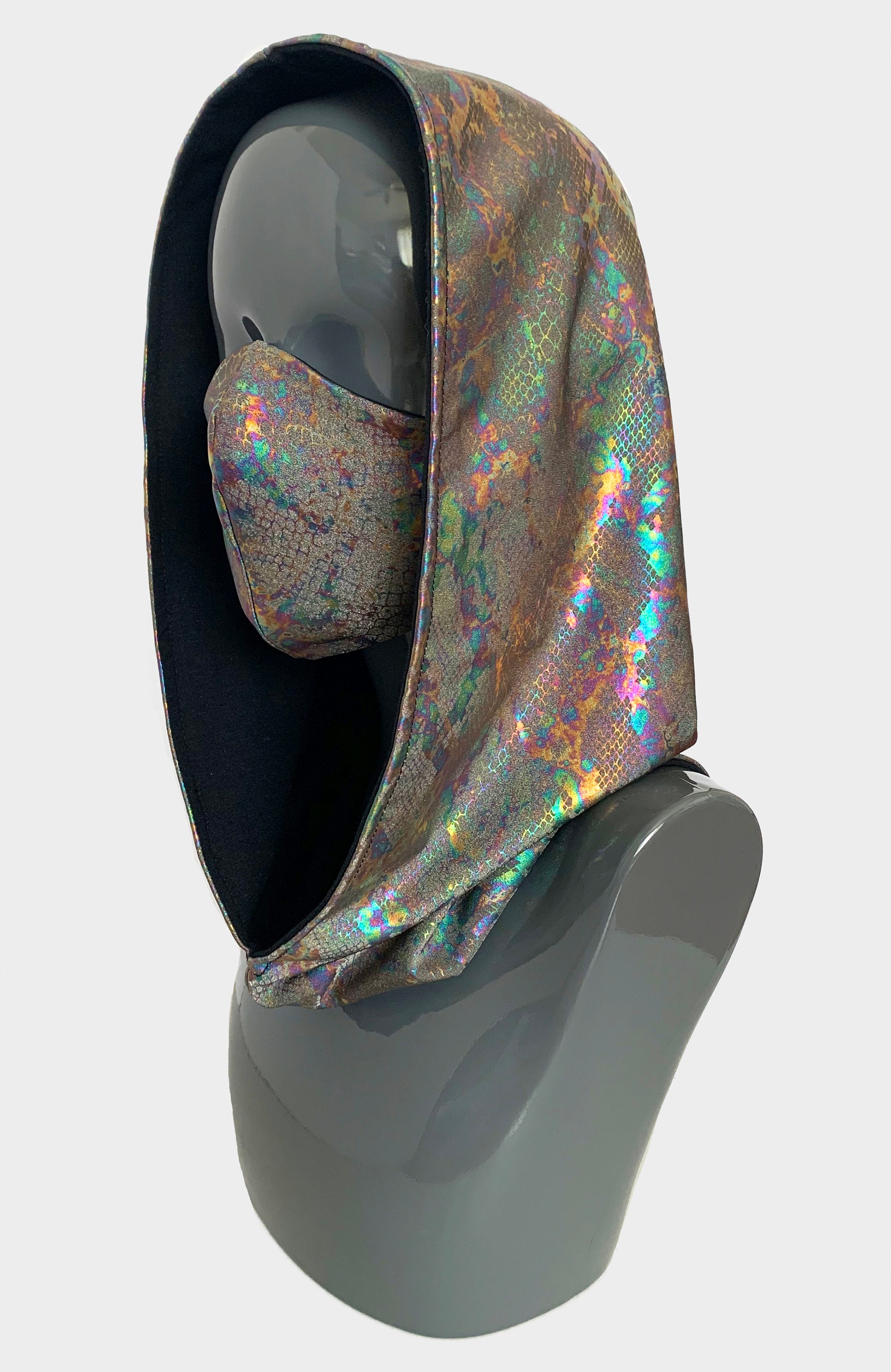 Iridescent Festival Hood | Iridescent Face Mask | Rave Mask | Rave Hood ...