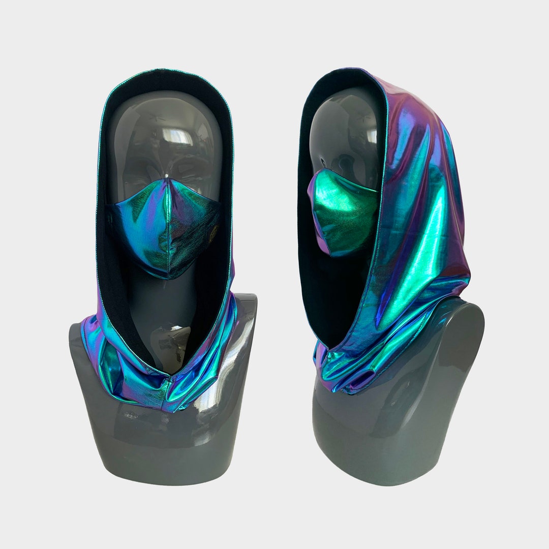 Rave Hood | Festival Hood | Reversible | Holographic Hood | Face Mask ...