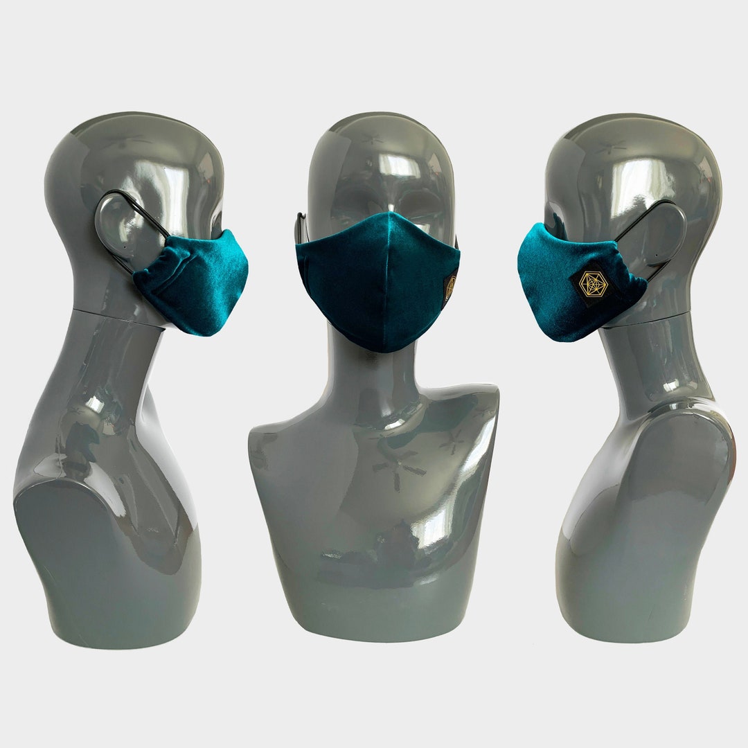 Teal Velvet Face Covering | Reusable Mask | Rave Mask | Face Cover ...