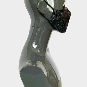 Face Mask | Rave Mask | Bling Face Mask | Black Iridescent Mask ...