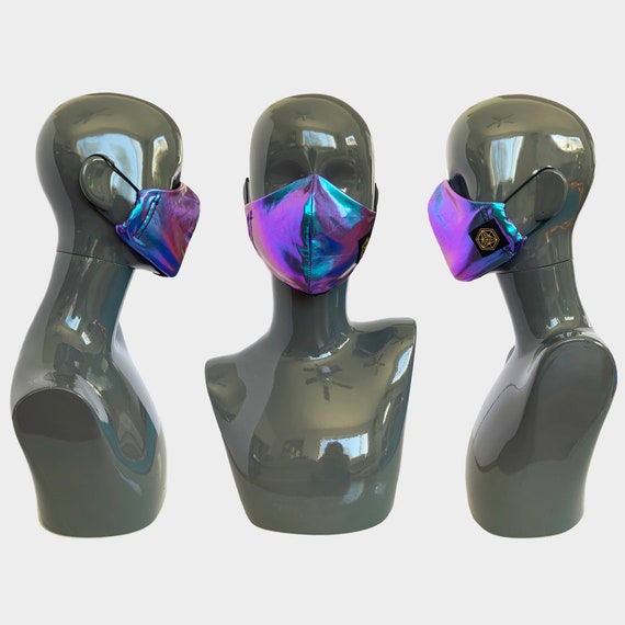 Rave Mask Face Mask Holographic Face Mask Bling Mask | Etsy