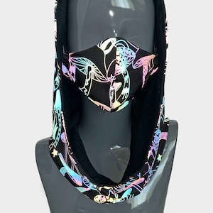 Reflective Festival Hood | Reversible Mushroom Hood | Face Mask | Rave ...