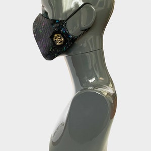 Face Mask | Rave Mask | Bling Face Mask | Black Iridescent Mask ...