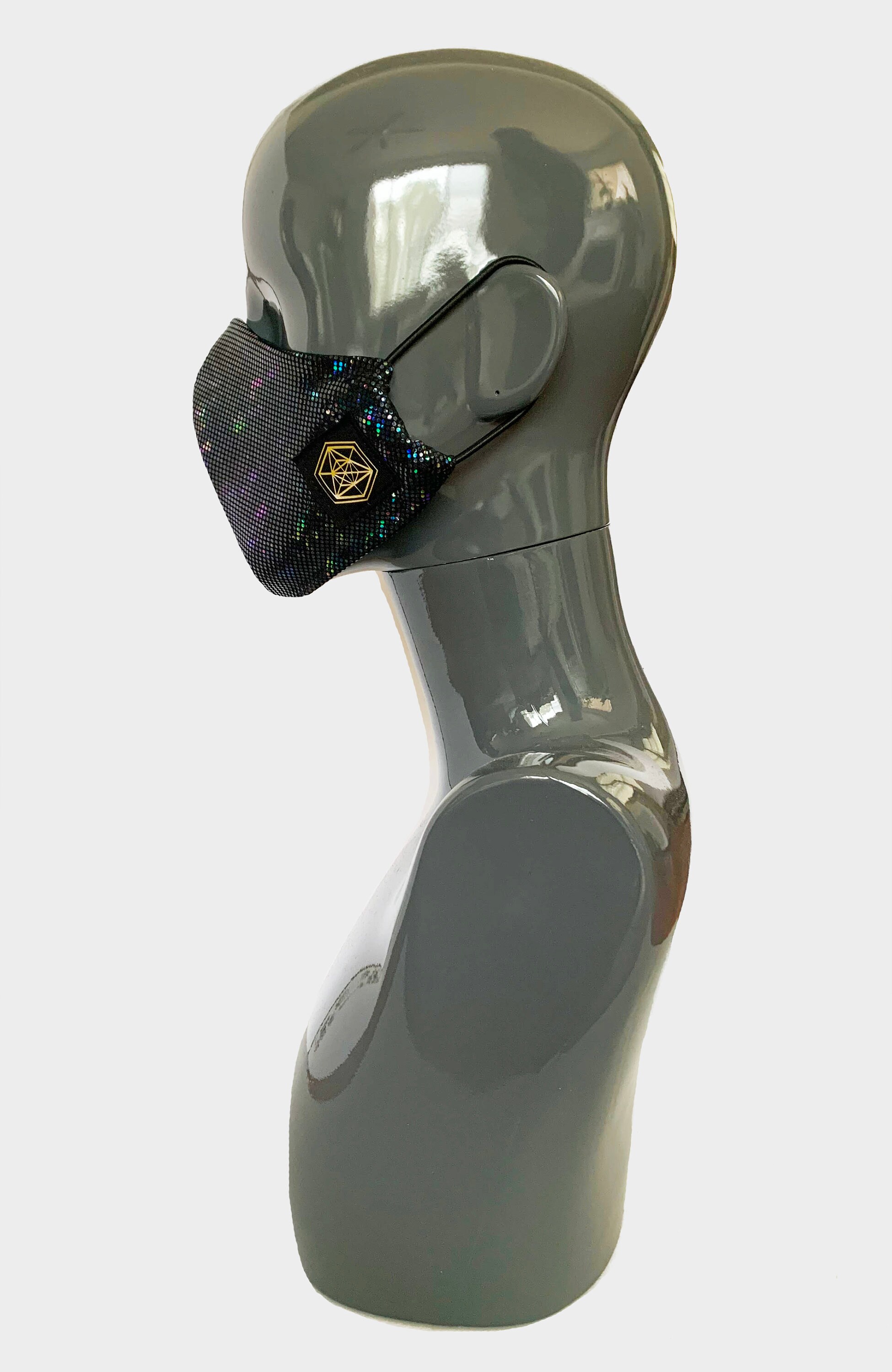 Face Mask Rave Mask Bling Face Mask Black Iridescent - Etsy