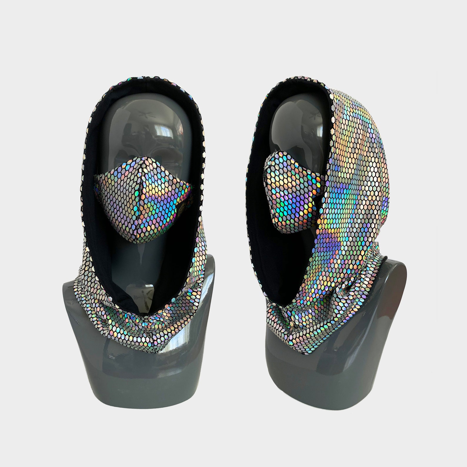 Sequin Festival Hood Reversible Festival Hood Rave Mask | Etsy