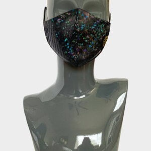 Face Mask | Rave Mask | Bling Face Mask | Black Iridescent Mask ...