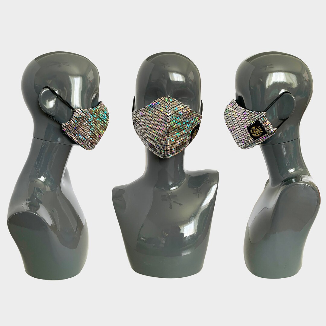 Mirror Mask | Rave Mask | Holographic Face Mask | Bling Mask | Glitter ...