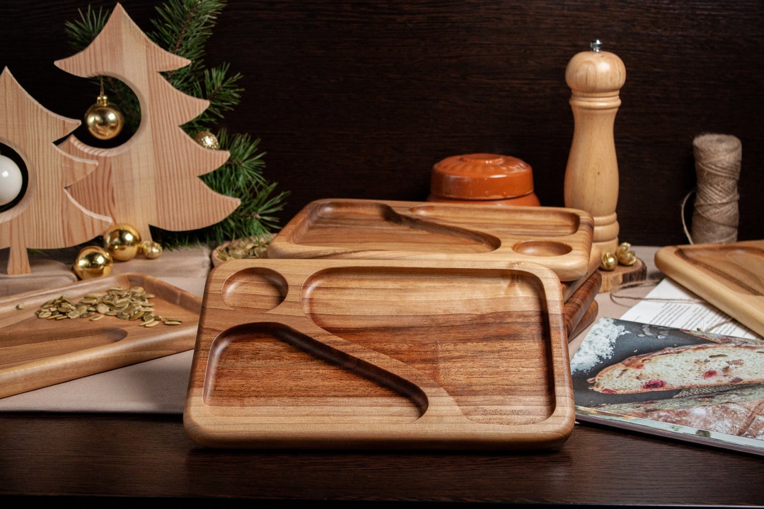 Wooden Plate, Board for Steak, Wooden Divided Plate, Wooden Snack Plate ...
