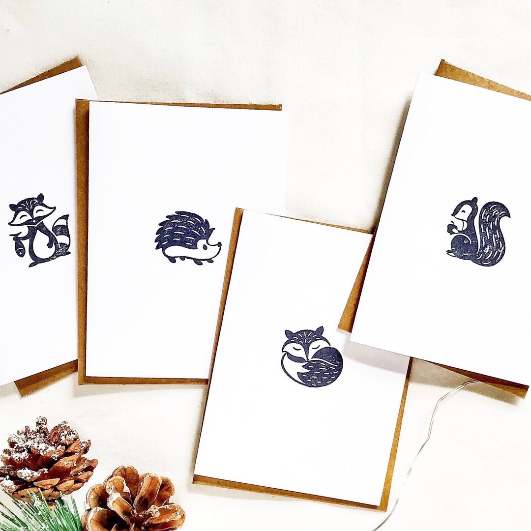 8 Blank Note Cards Woodland Animals, Stationery Notecards With ...
