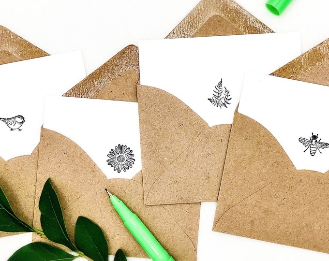 12 MINI Blank Note Cards Garden Assortment, Blank Notecards Mini, Note ...