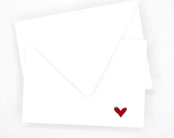Heart Note Cards Stationery Set of 10 Cards in White or Light Ivory ...