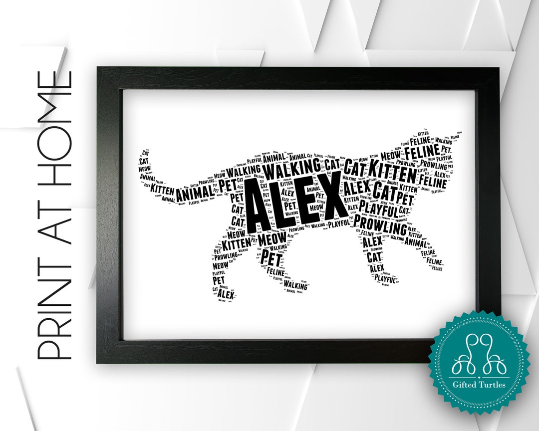 Cat Lover Gift Personalised PRINTABLE Word Art Gift Cat Gift for Cat ...
