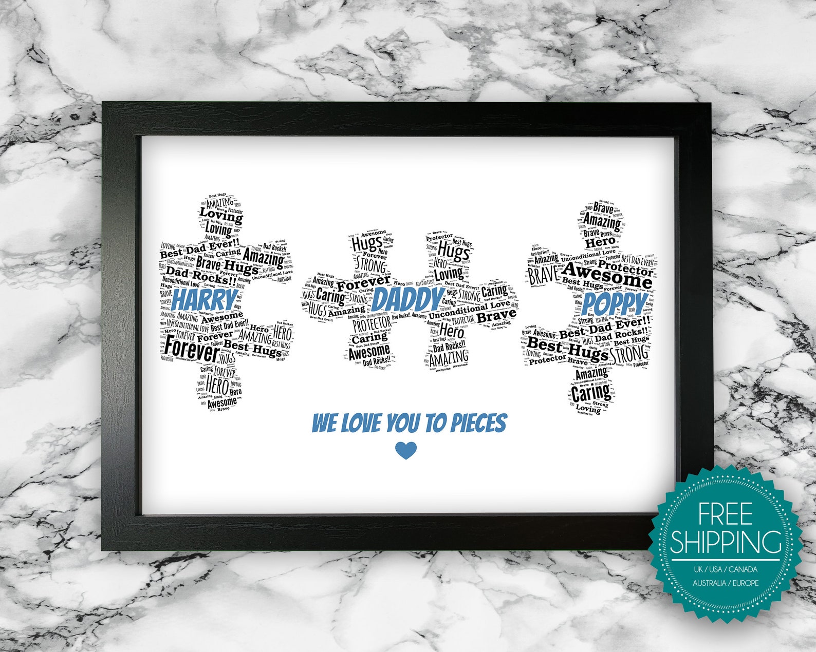 Personalised Fathers Day Gifts Word Art Wall Print Dad | Etsy UK