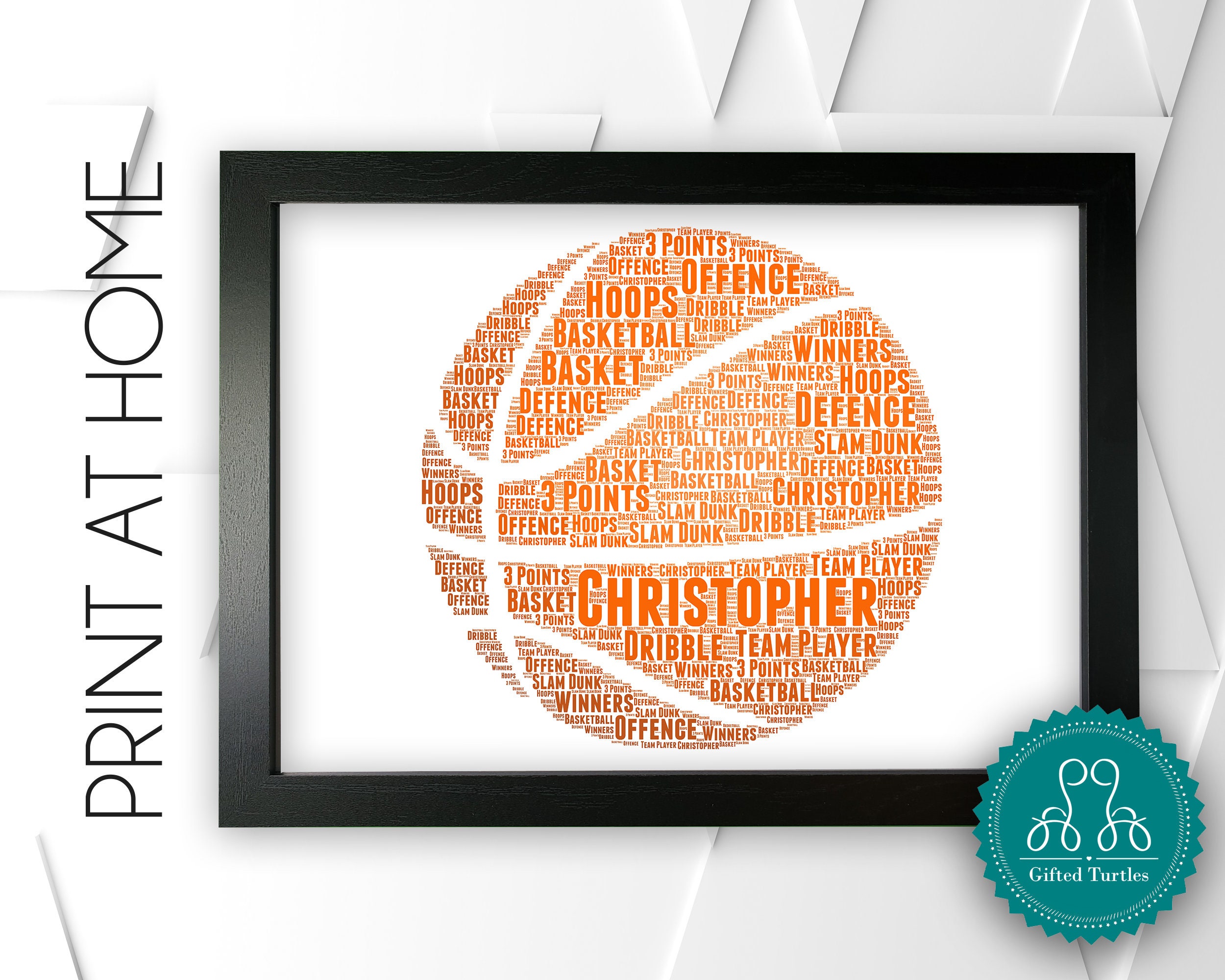 Personalised PRINTABLE Basketball Word Art Gift Basketball Wall Art ...