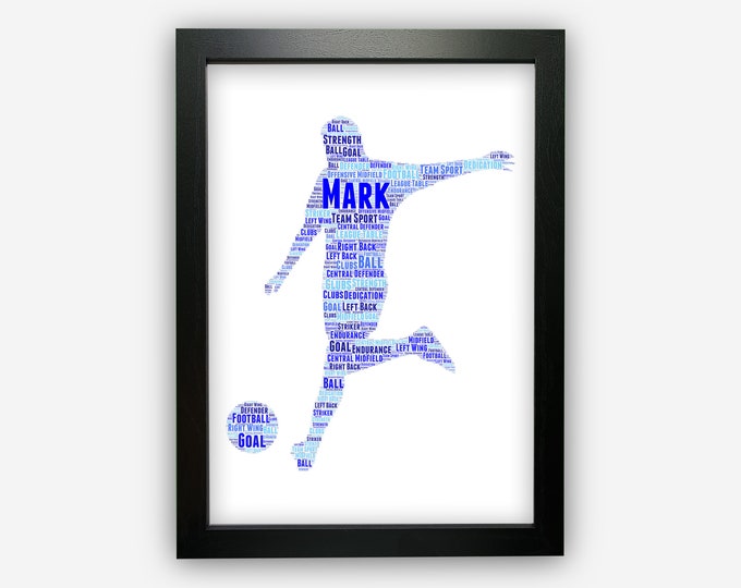 Football Word Art Print Personalised Football Print Typography Footy ...