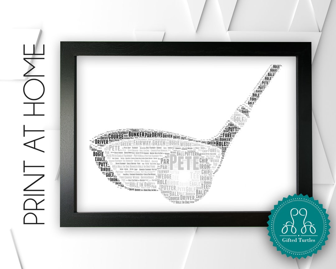 Personalised PRINTABLE Golf Club Word Art Gift Golfing Gifts Print ...